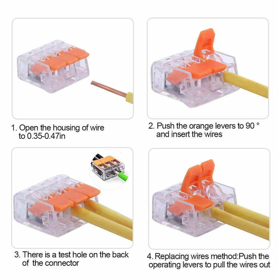 Furulu 60Pcs 3 Holes 221-413 Wire Connector Mini Fast Wiring Push-in ...