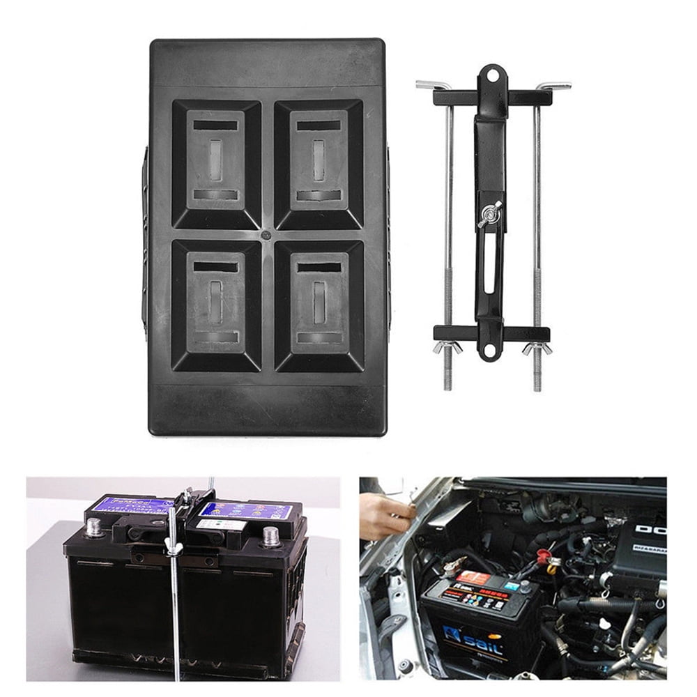 Furulu Car Battery Tray + Adjustable Hold Down Clamp Bracket Kit Screw ...
