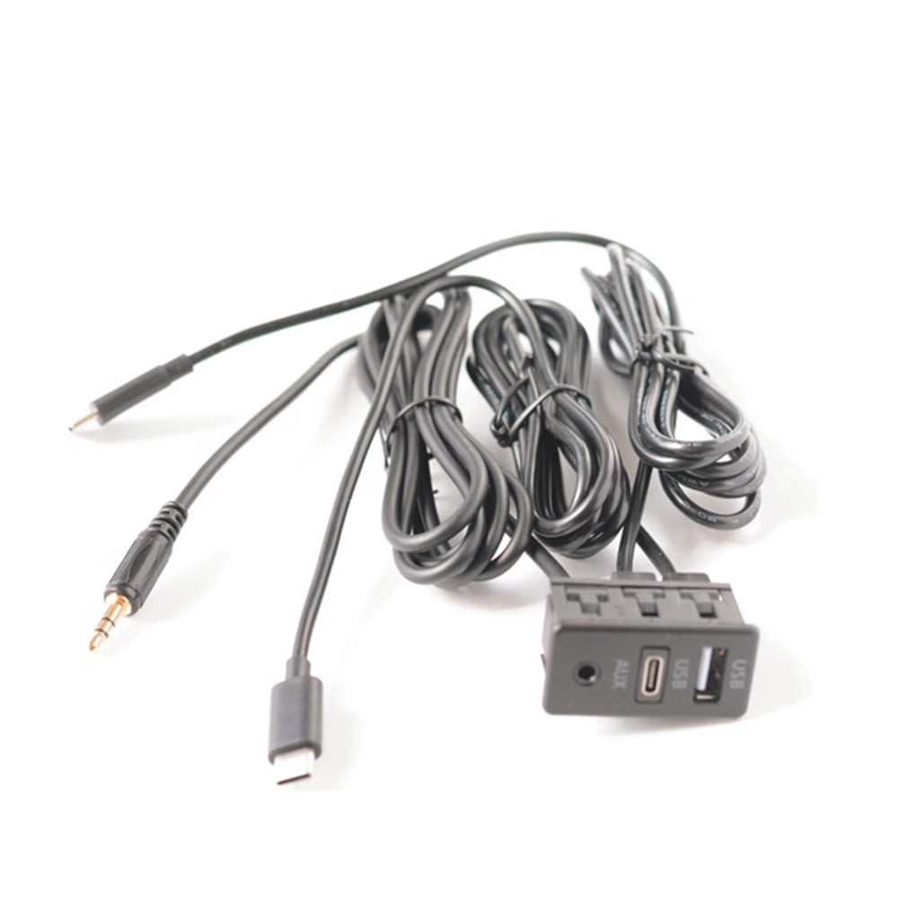 Furulu Car Dual Type-C To Usb+Type-C+Rca Audio Input Aux Port Panel ...
