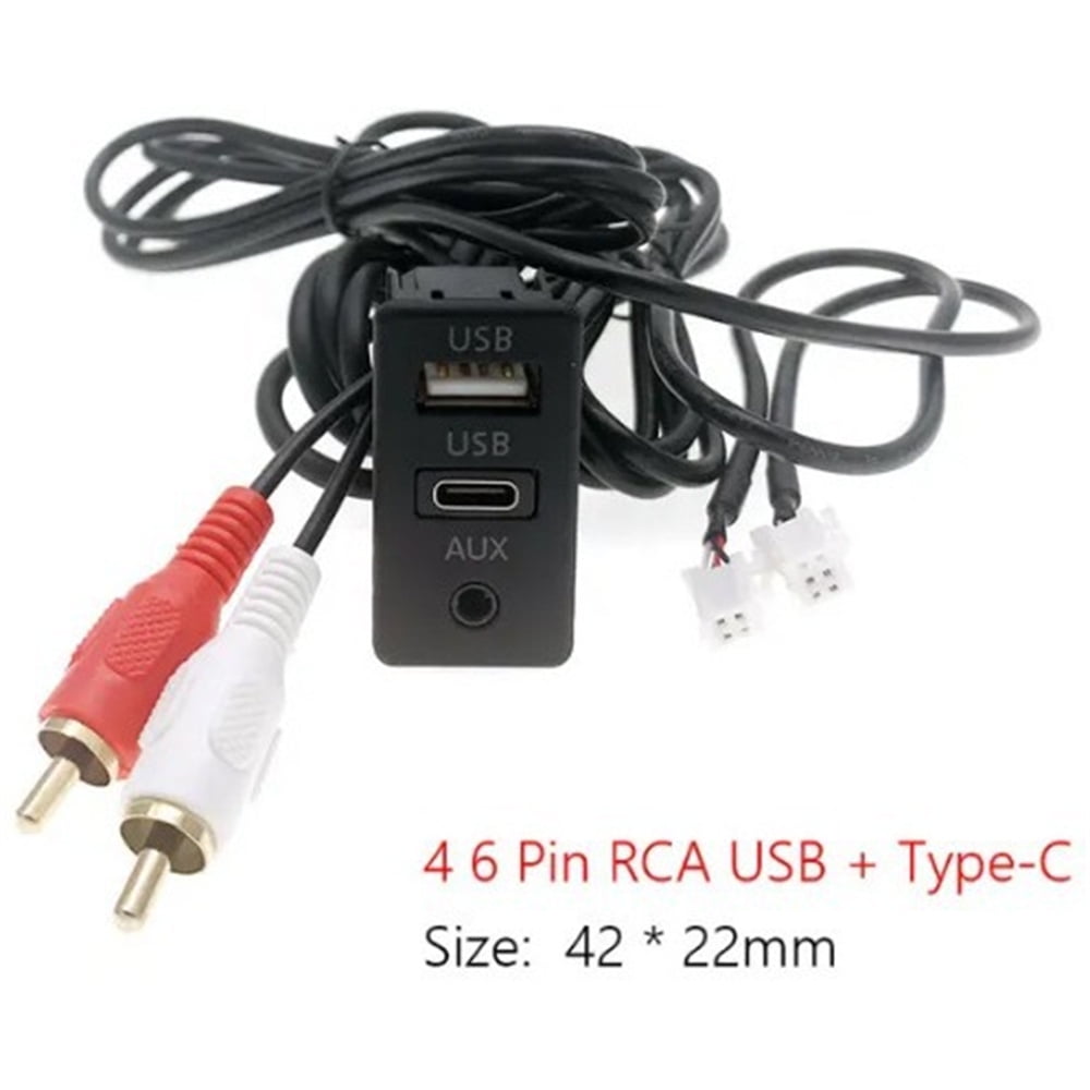 Furulu Car Navigation 4 Pin 6 Pin To Usb+Type-C+Rca Audio Input Aux ...