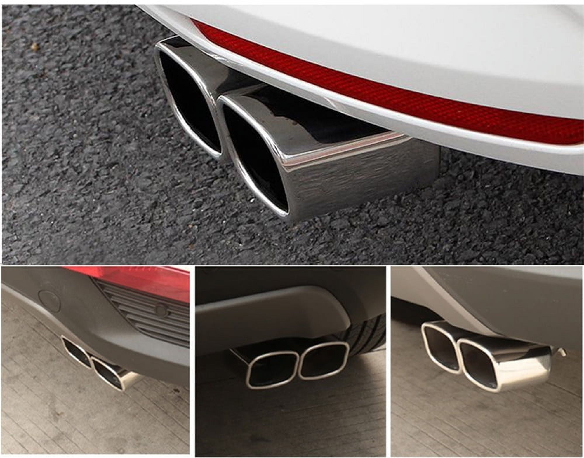 Furulu Chrome 2.5" Inlet Car Exhaust Muffler Tip Dual Square Tail Pipe ...