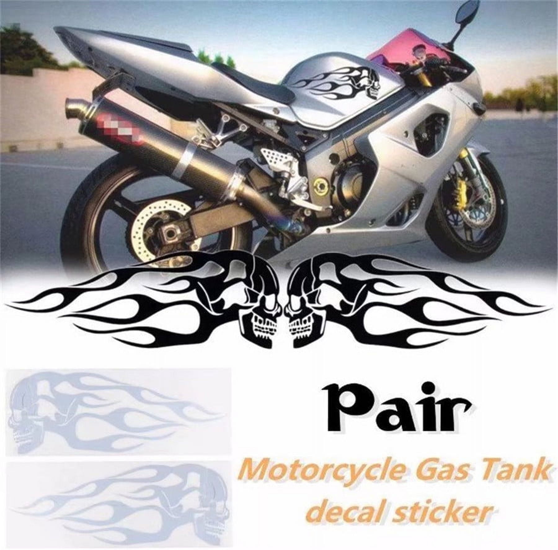 Furulu DIY Pair 34x12.7cm Red Motorcycle ATV Skull Flame Stripes Gas ...