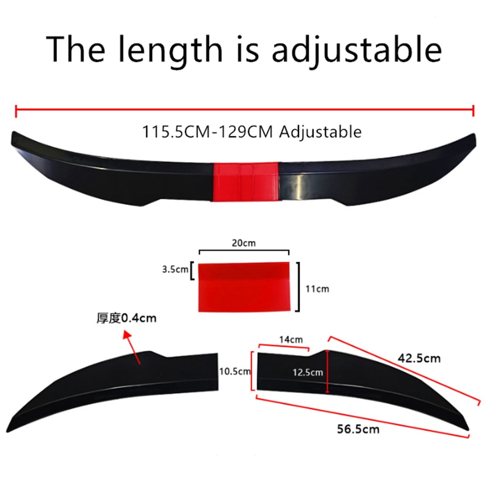 Furulu Glossy Black + Red Adjustable Car Rear Trunk Spoiler Lip Roof ...