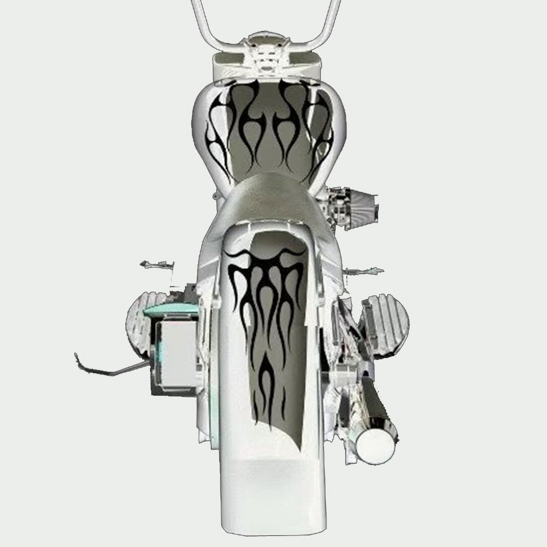 Furulu Motorcycle Gas Tank & Fender Decals Black Flame Sticker Kit ...