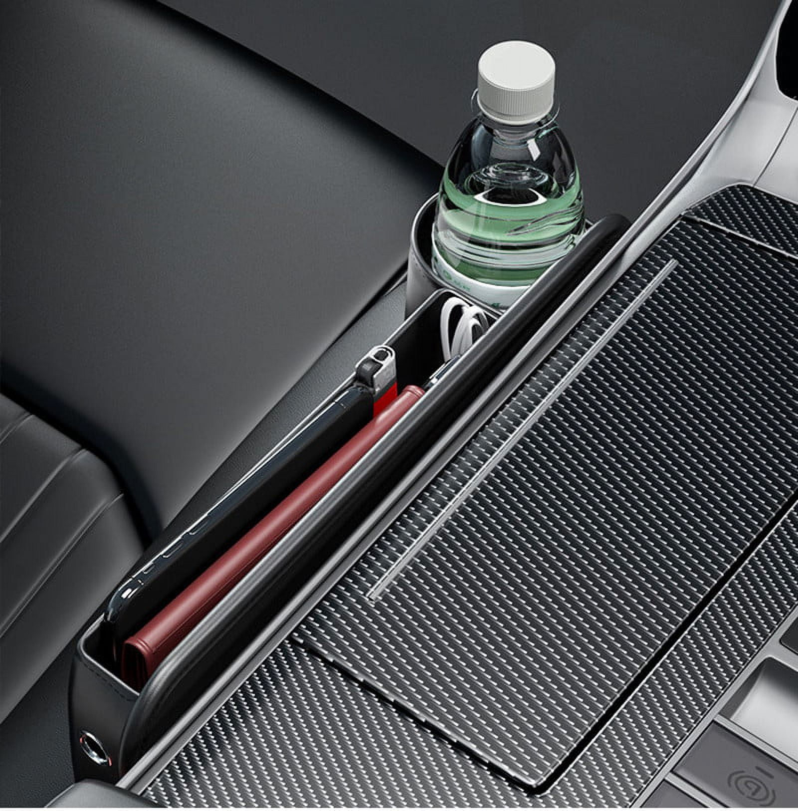 Furulu PU Leather Multifunction Console Side Seat Filler Organizer Cup ...