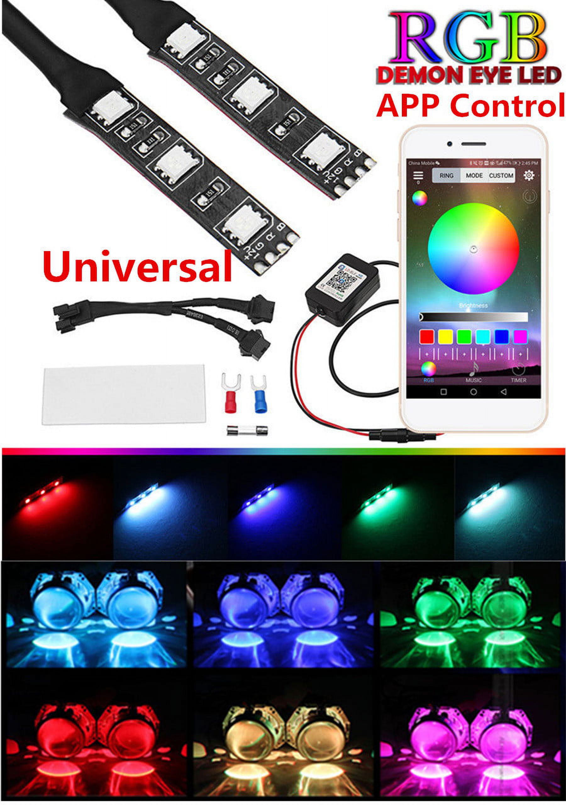 Furulu RGB Demon Devil Eyes LED Wireless App Control For Car Bike Headlights Retrofit - Walmart.com