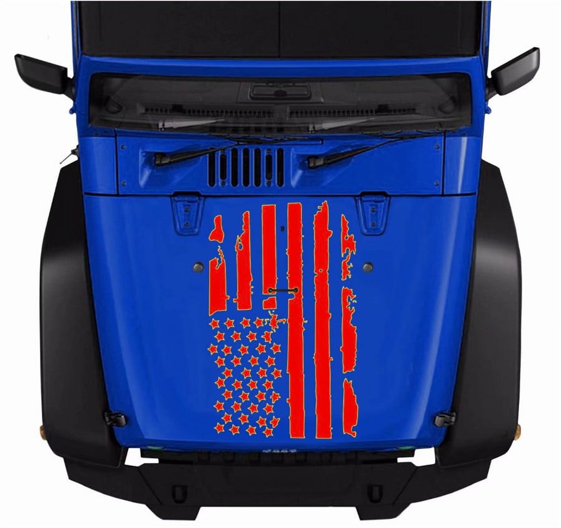 Furulu Red Distressed USA Flag Style Car Hood Decal Sticker For Jeep ...