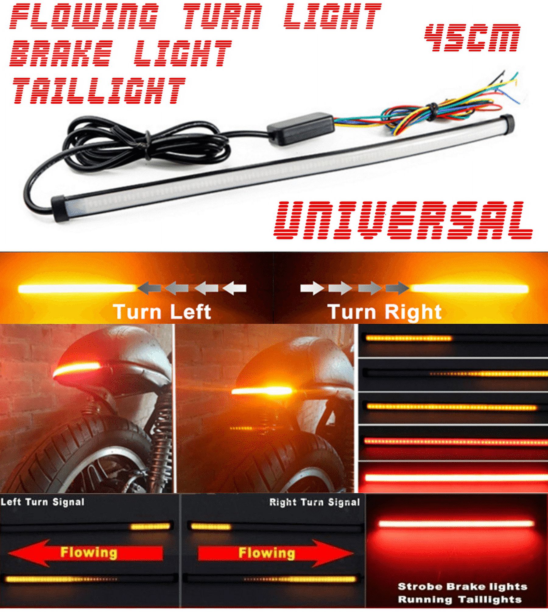 Furulu Universal 45cm Motorcycle Sequential Switchback Flowing LED Tail ...