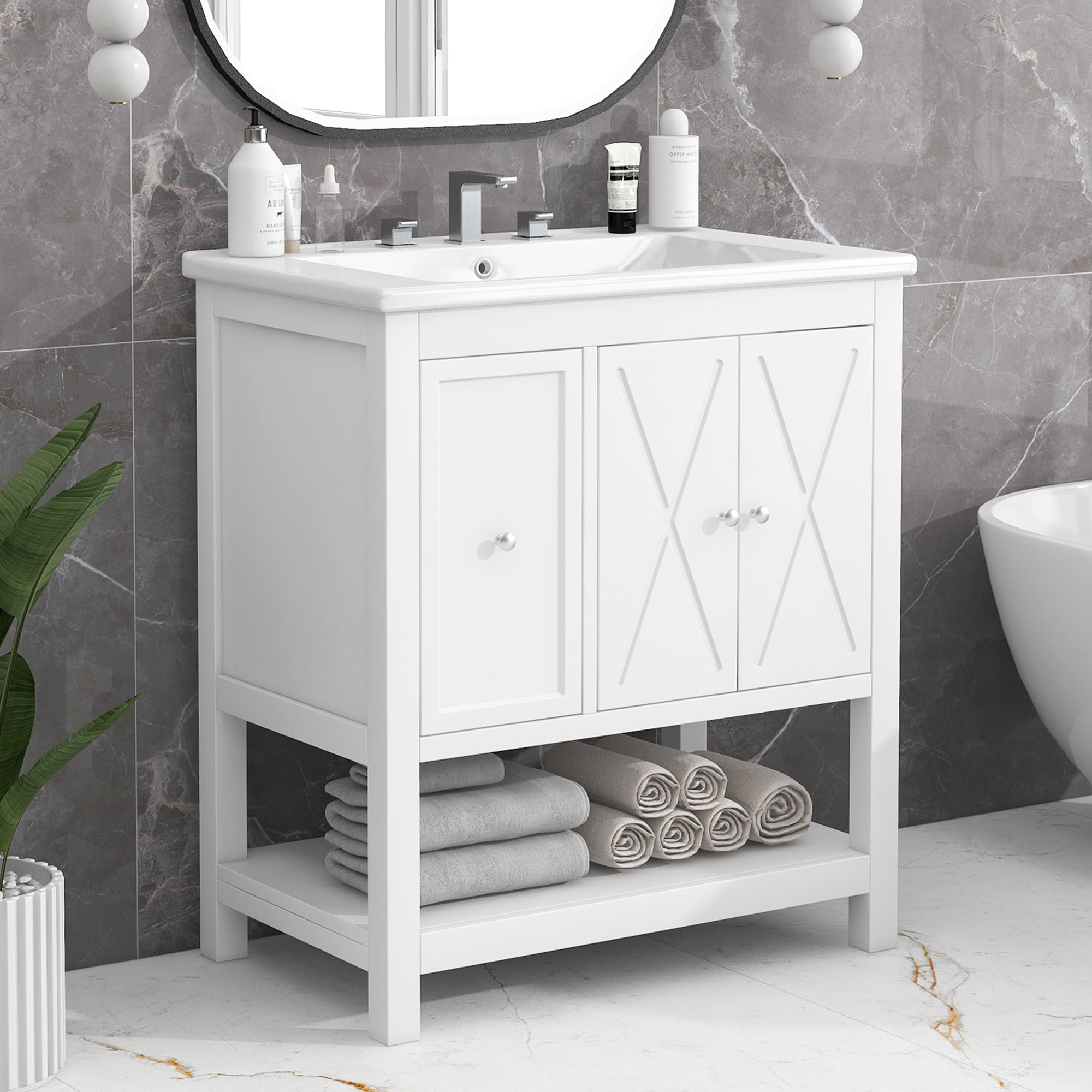 Furvclv 30" Bathroom Vanity With Sink Top Freestanding Cabinet Vanity ...
