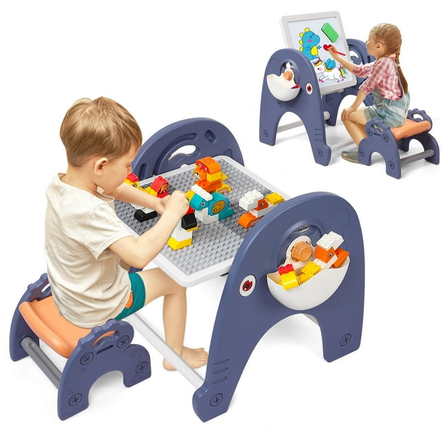 Furvclv 4 in 1 Kids Activity Table Set, Building Block Table with ...