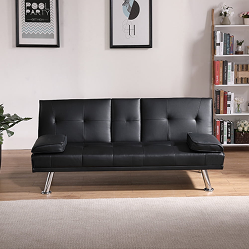Furvclv 67" Multi-functional Leather Folding Sofa Bed With Coffee Table ...