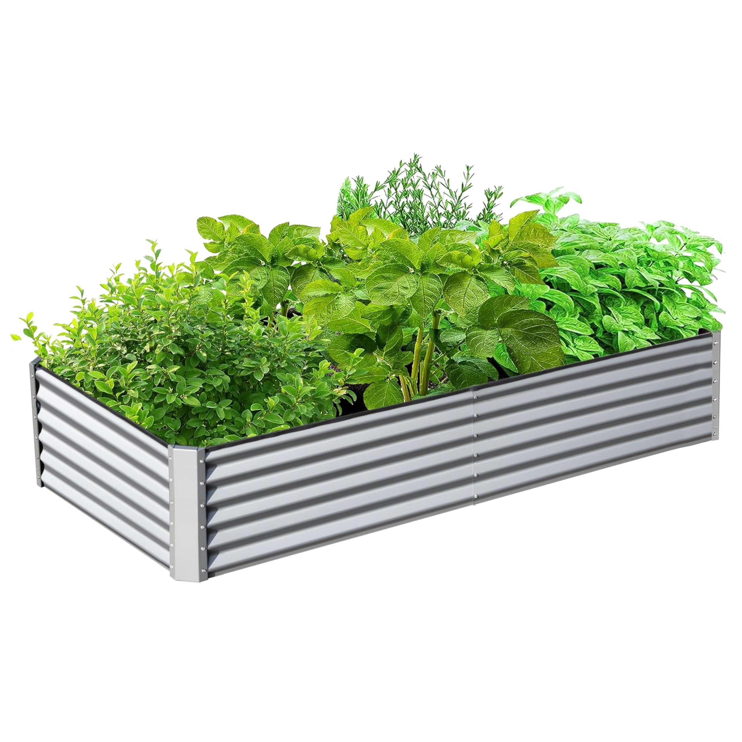 Furvclv 6x3x1.5Ft Metal Raised Garden Bed Kit, Large Galvanized Ground ...
