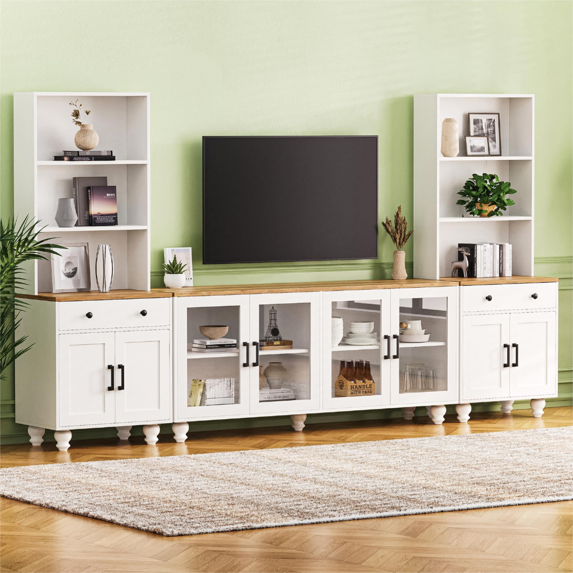 Furvclv Entertainment Center With Bookshelves For TVs Up To 70", Modern ...