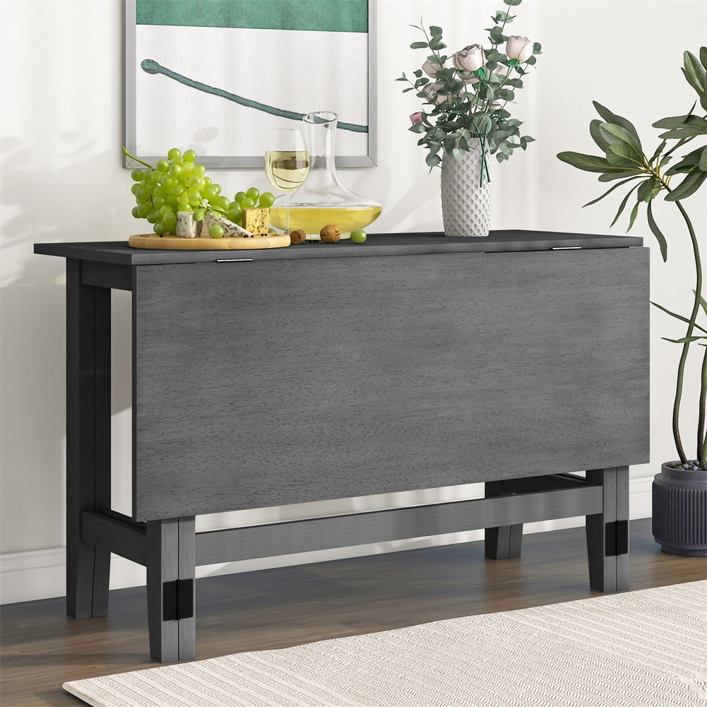 Furvclv Farmhouse Wooden Drop Leaf Dining Table, Extendable Versatile ...