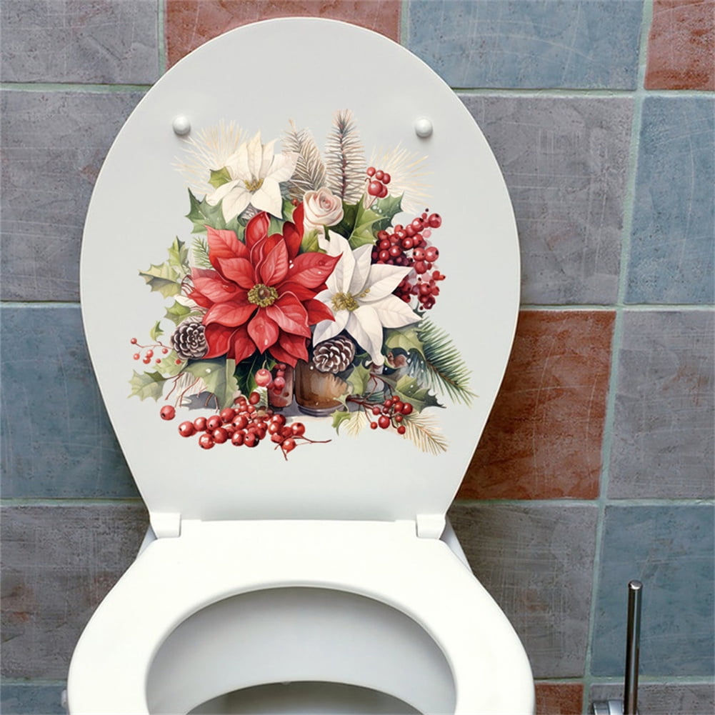 Furvclv Flower Toilet Seat Stickers Self-Adhesive DIY Removable ...