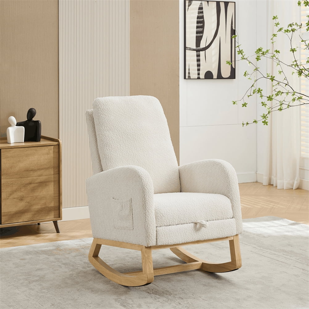 Furvclv Gliding Rocking Chair With Retractable Footrest & High Back ...