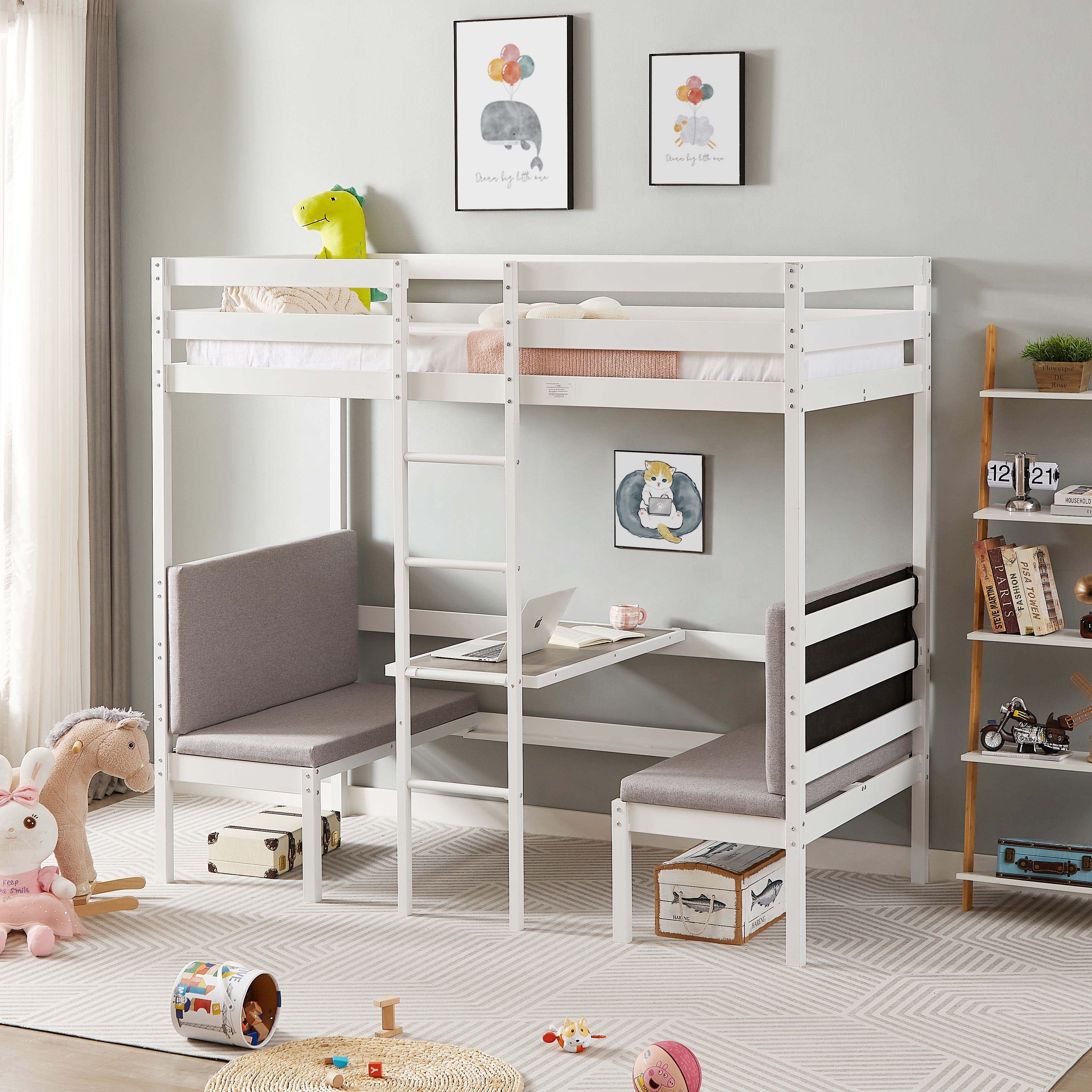 Furvclv Metal Bunk Bed Twin Over Twin Size, Twin Bunk Bed With Open ...