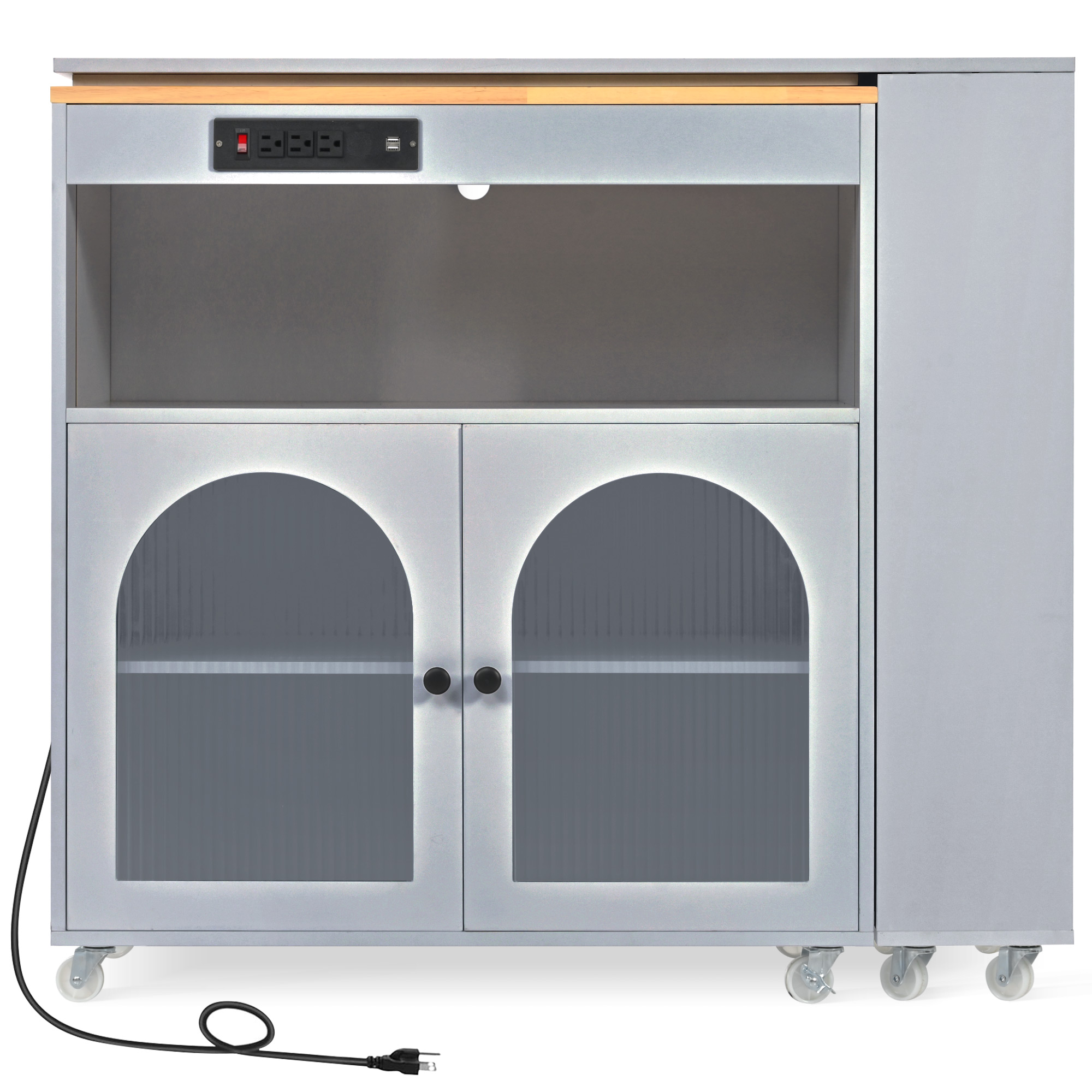 Furvclv Mobile Kitchen Island, Rolling Kitchen Cabinet With Wheels, 3 ...