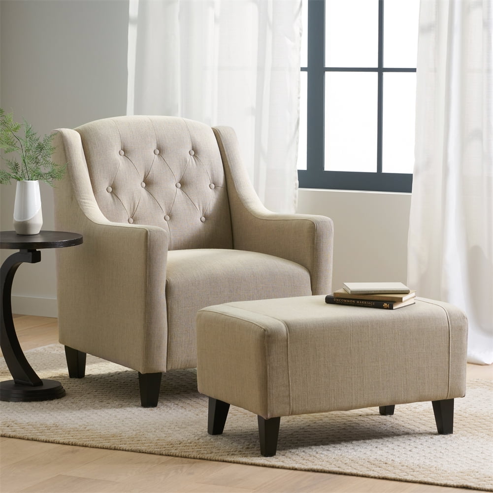 Furvclv Modern Accent Chair And Ottoman Set, Upholstered Armchair With ...