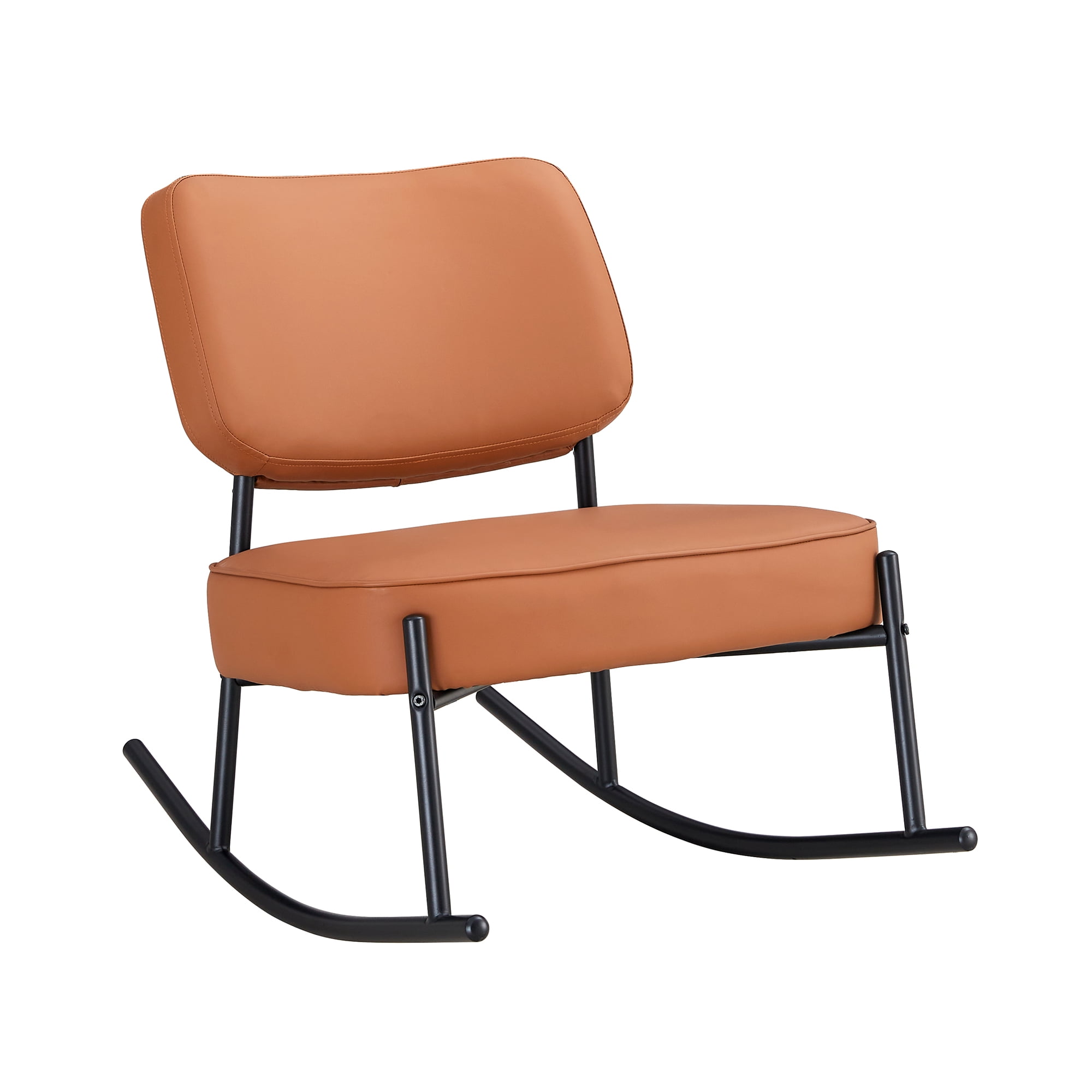 Furvclv Modern Accent Rocking Chair Comfy Fabric Upholstered Lounge ...