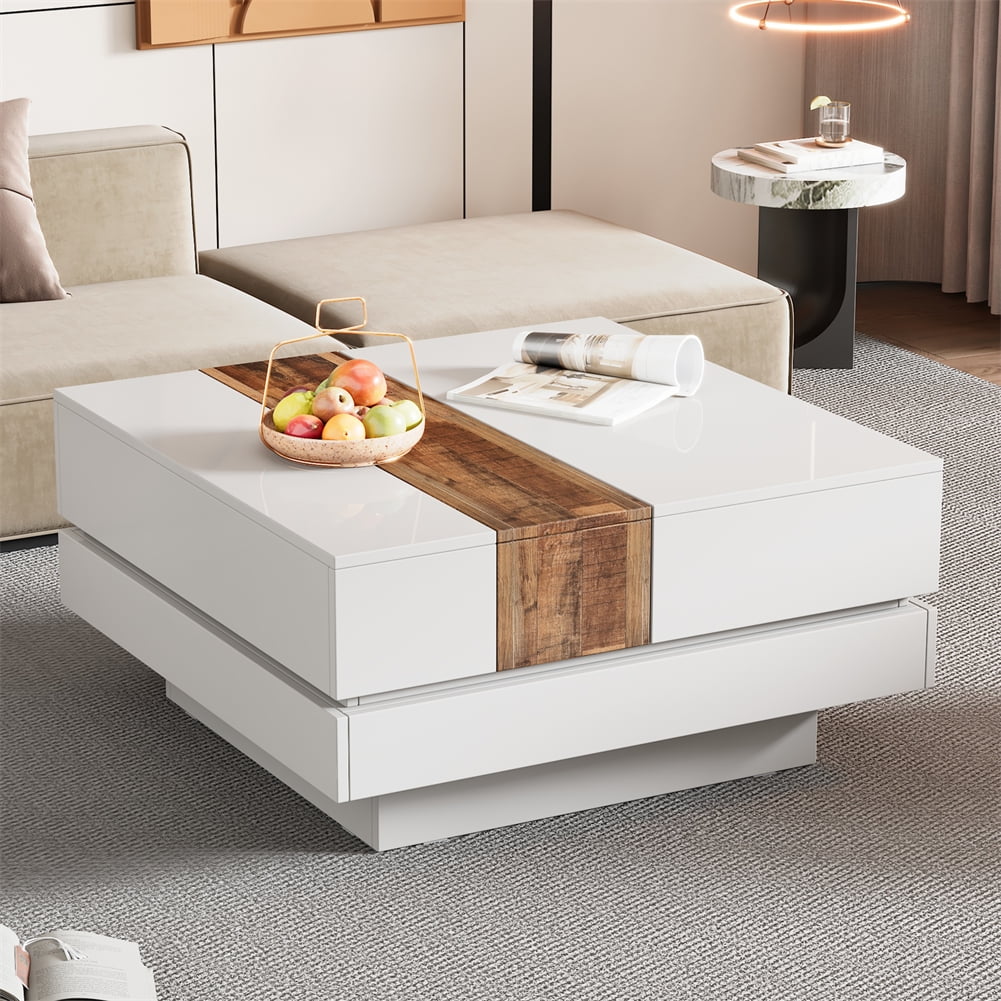 Furvclv Modern Coffee Table, 31.4'' Square Modern Style Coffee Table ...