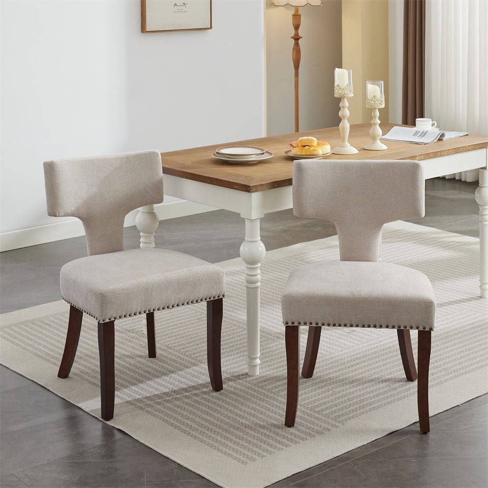 Furvclv Modern Dining Chairs Set Of 2, Mid Century Linen Fabric ...