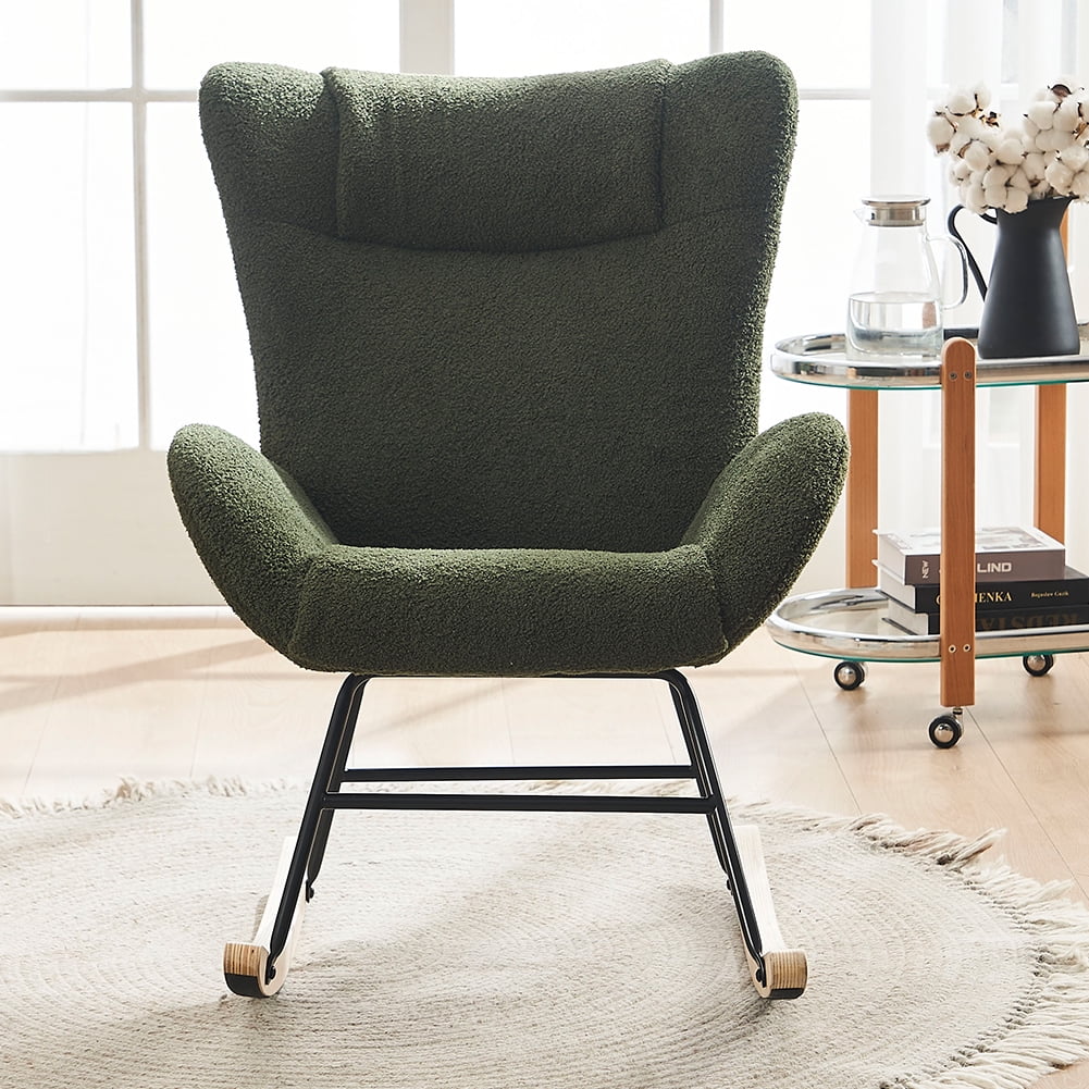 Furvclv Modern Rocking Chair, Upholstered Accent Rocker Glider Chair ...