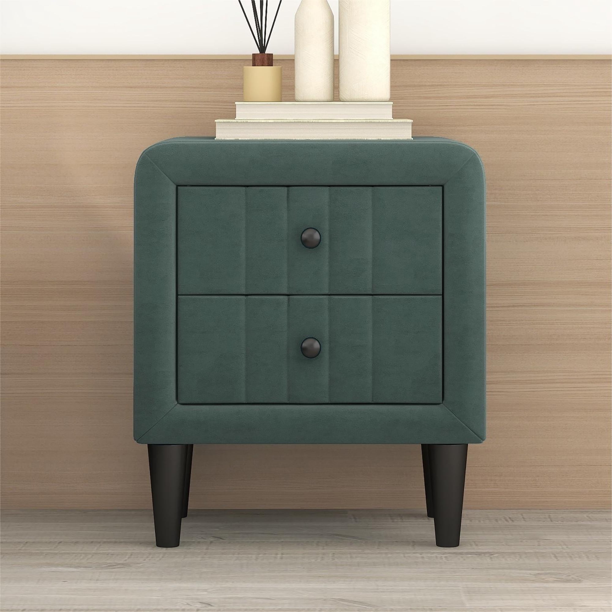 Furvclv Nightstand, Side Tables Bedroom With 2 Drawers Velvet Bedside ...