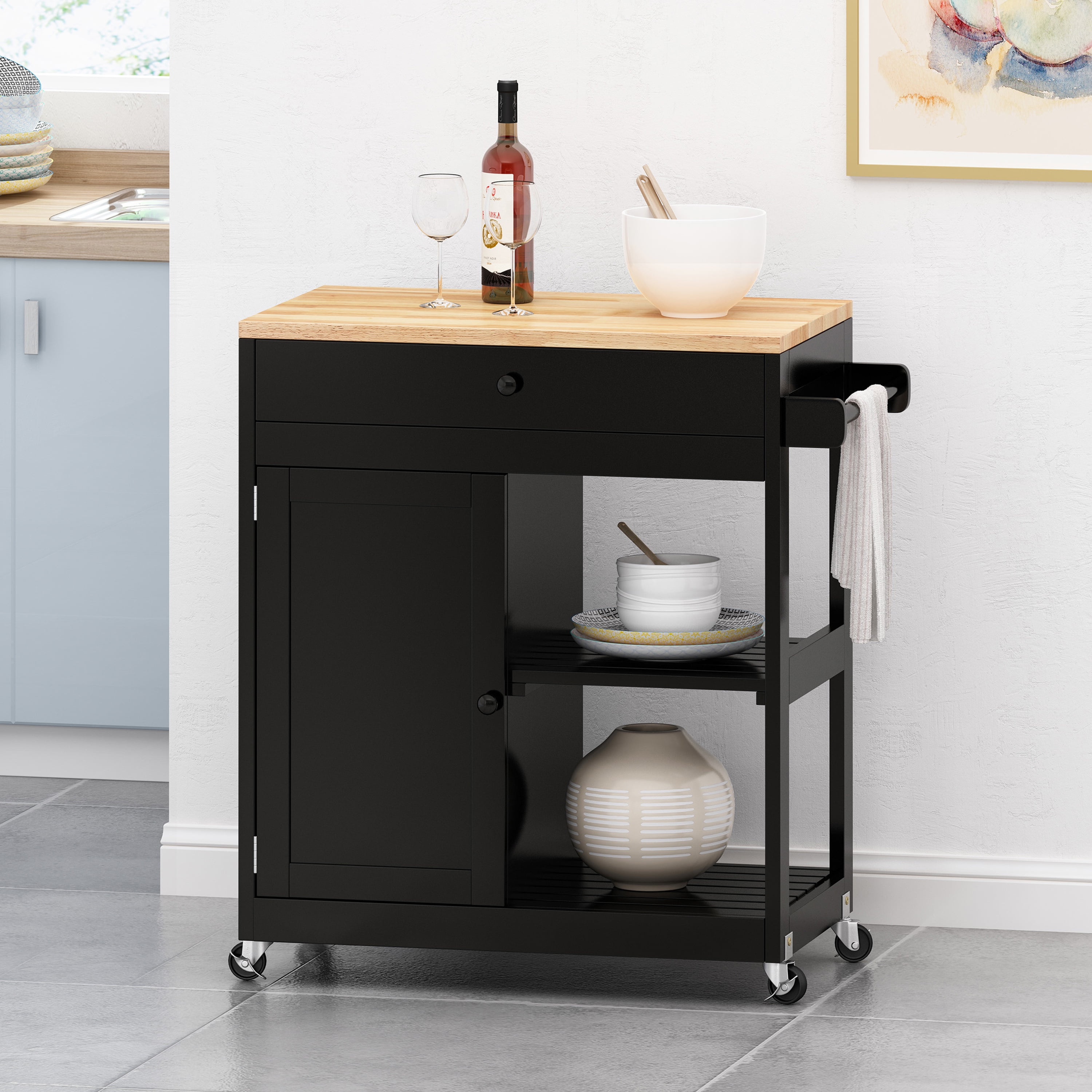Furvclv Rolling Kitchen Island, Mobile Kitchen Island With Wheels, 2 ...