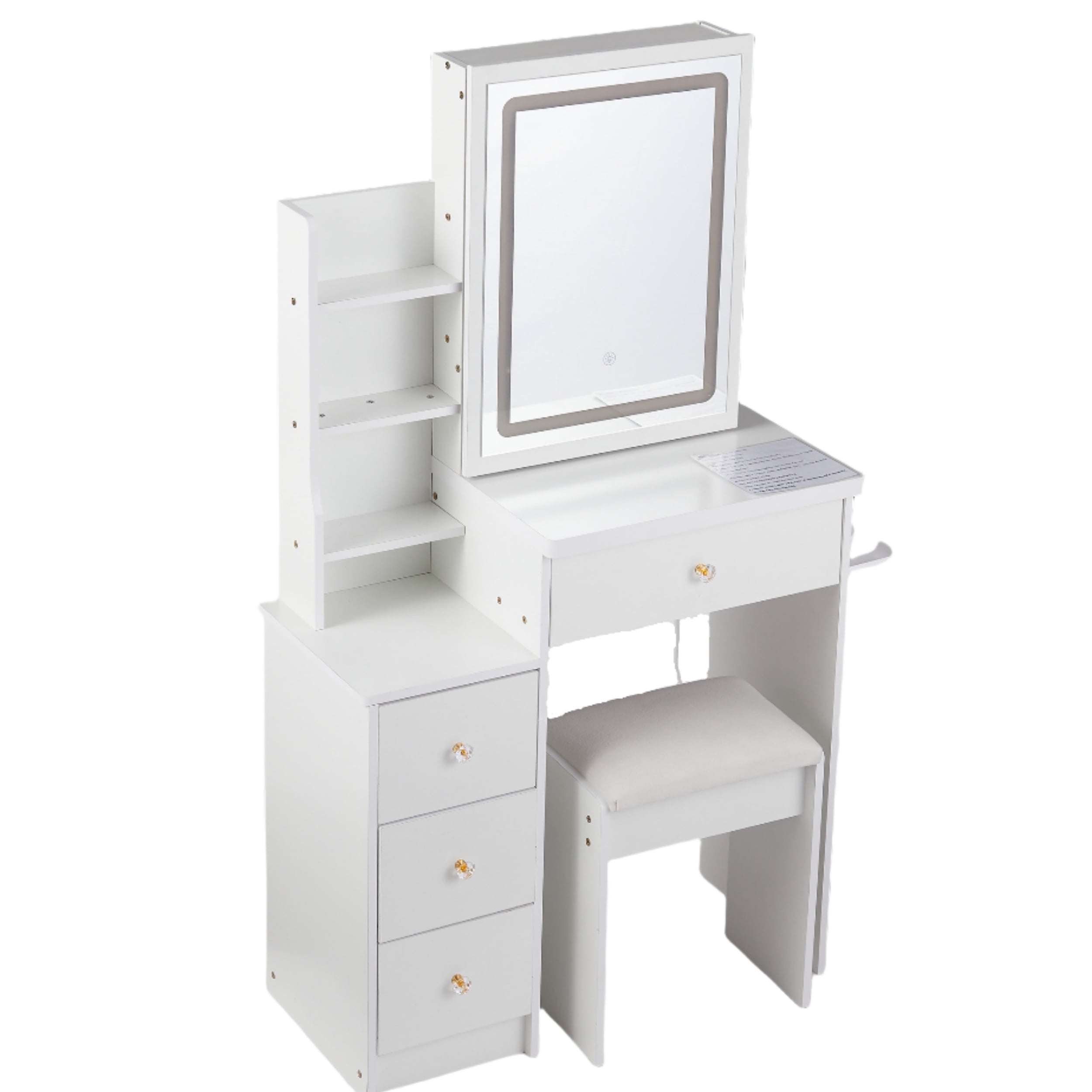 Furvclv Small Vanity Desk With Storage, 3 Color Modes Brightness ...
