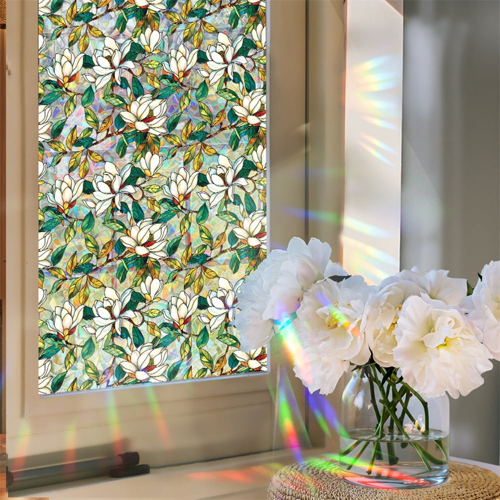 Furvclv Stained Glass Window Film Decoration, Window Clings Colorful ...