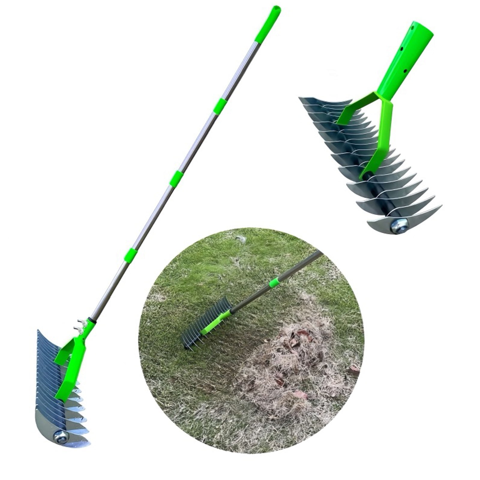 Furvclv Thatch Rake, 12.8-Inch Wide Lawn Thatching Rake, Alloy Steel ...