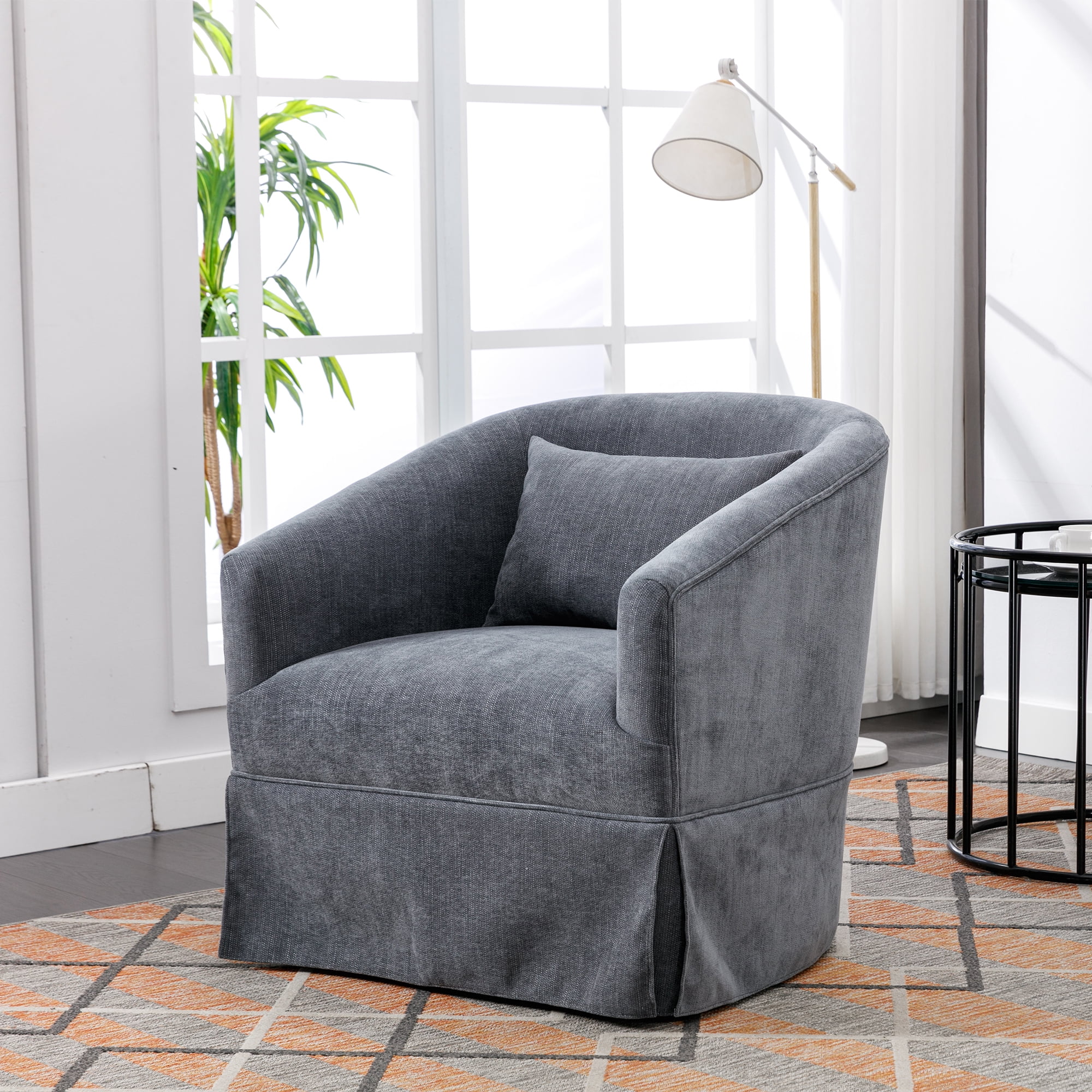 Furvclv Velvet Sofa Chairs, 360 Degree Rotating Accent Armchair, Modern ...