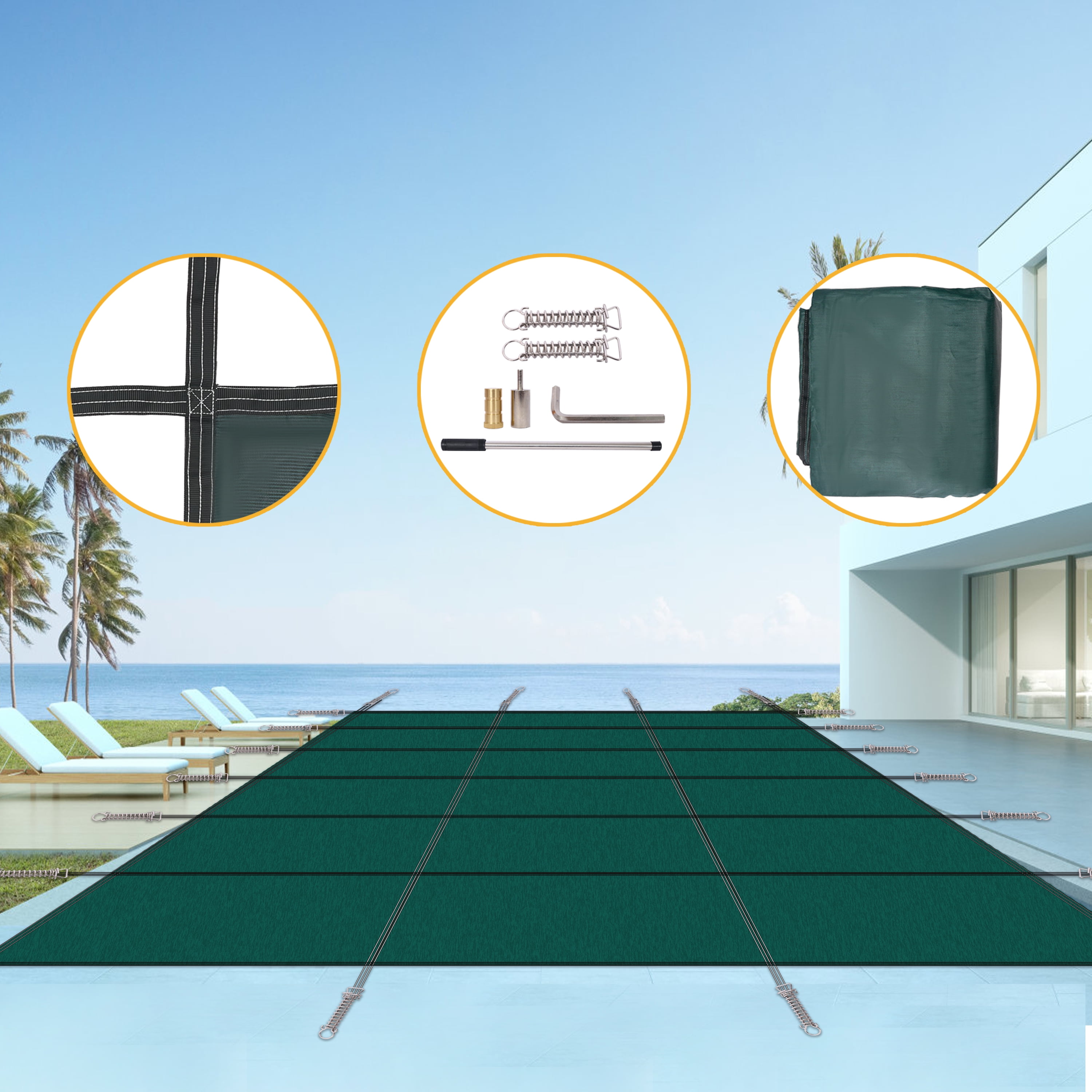 Furvclv Winter Inground Safety Pool Cover For 16'x32' Pool, Rectangle ...