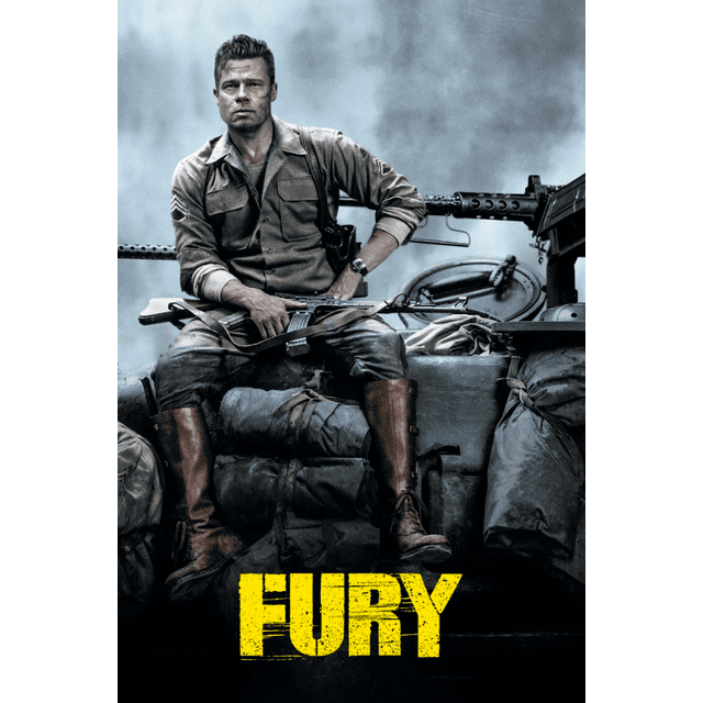 Fury 2014 Movie Poster 24x36 | WWII Action Epic | Brad Pitt, Tank ...