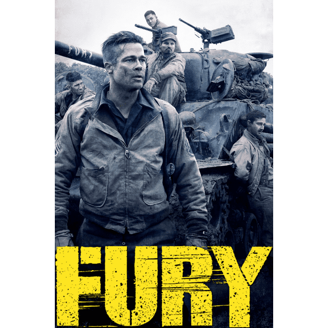 Fury 2014 Movie Poster 24x36 | WWII Action Film | Brad Pitt, Tank Battle Drama - Walmart.com