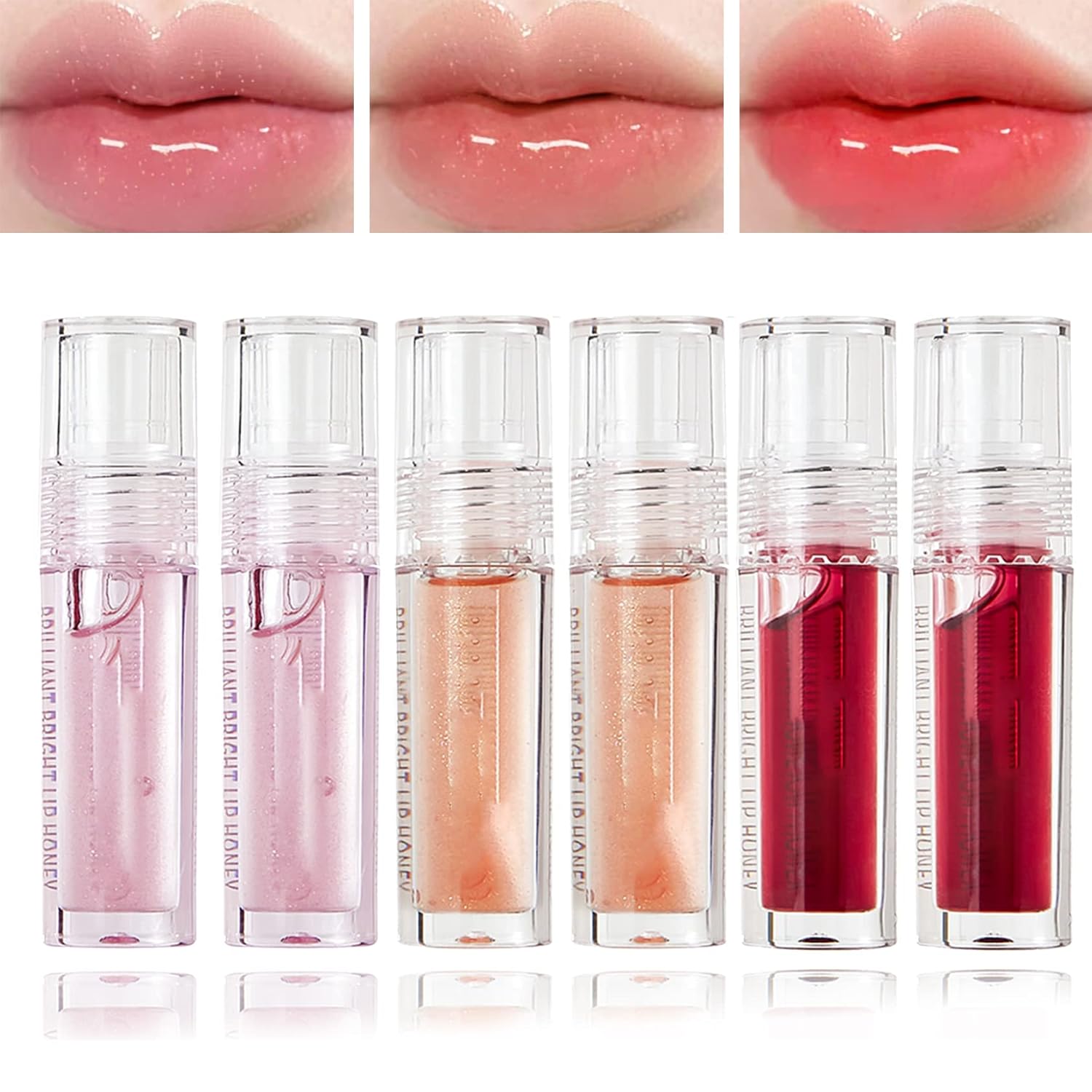 Fusang 6 Pcs Plumping Lip Oil Tinted Lip Balm Stain Set Hydrating Lip Gloss Lip Care Transparent ...