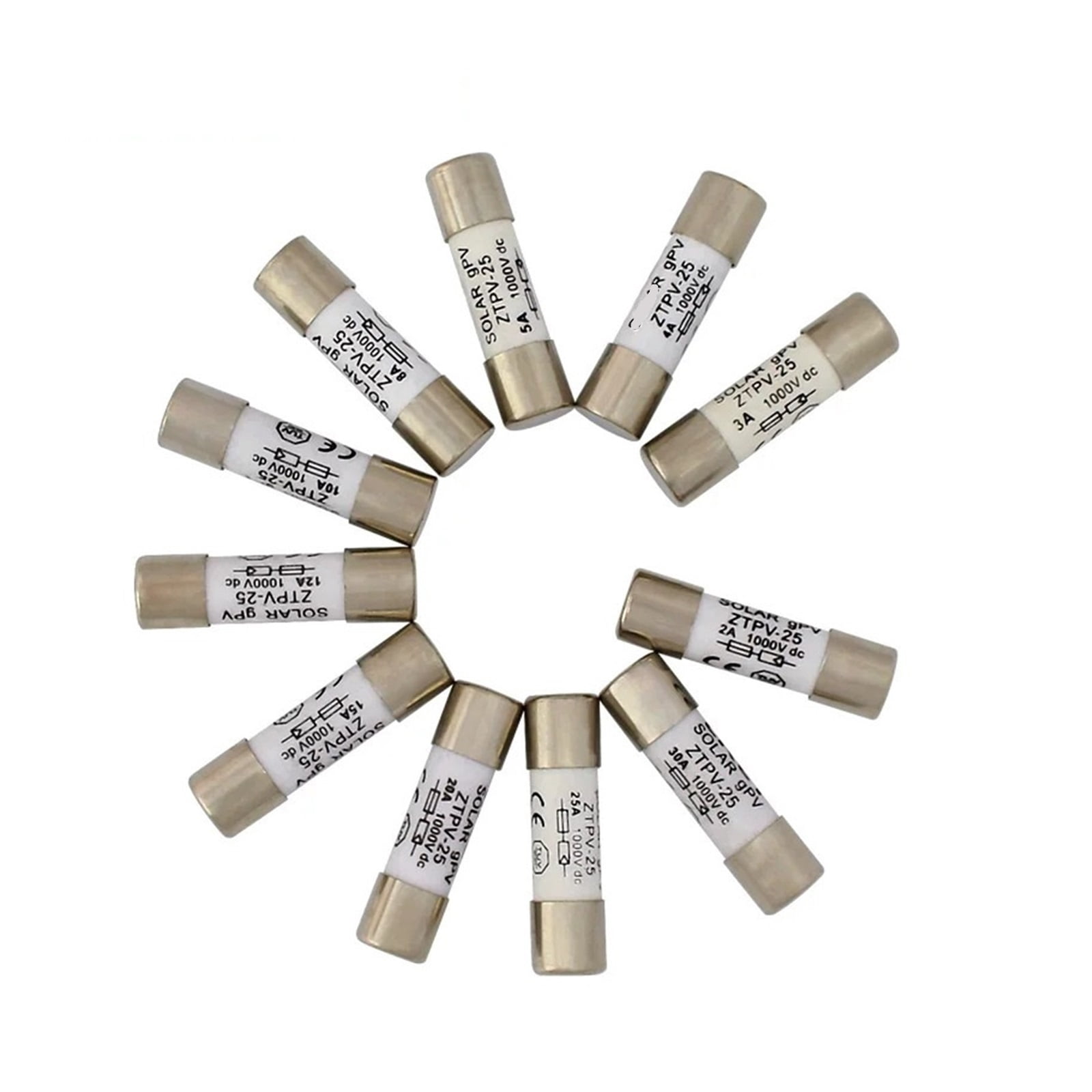 Fuse 1 Piece 1000V 10*38MM 2A 6A 8A 10A 12A 15A 20A-30A DC PV Fuse ...