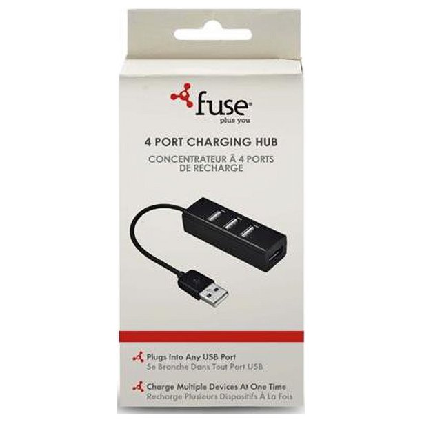 Fuse 3002480 Black Four Port Hub for Any USB-Powered Device - Walmart Business Supplies
