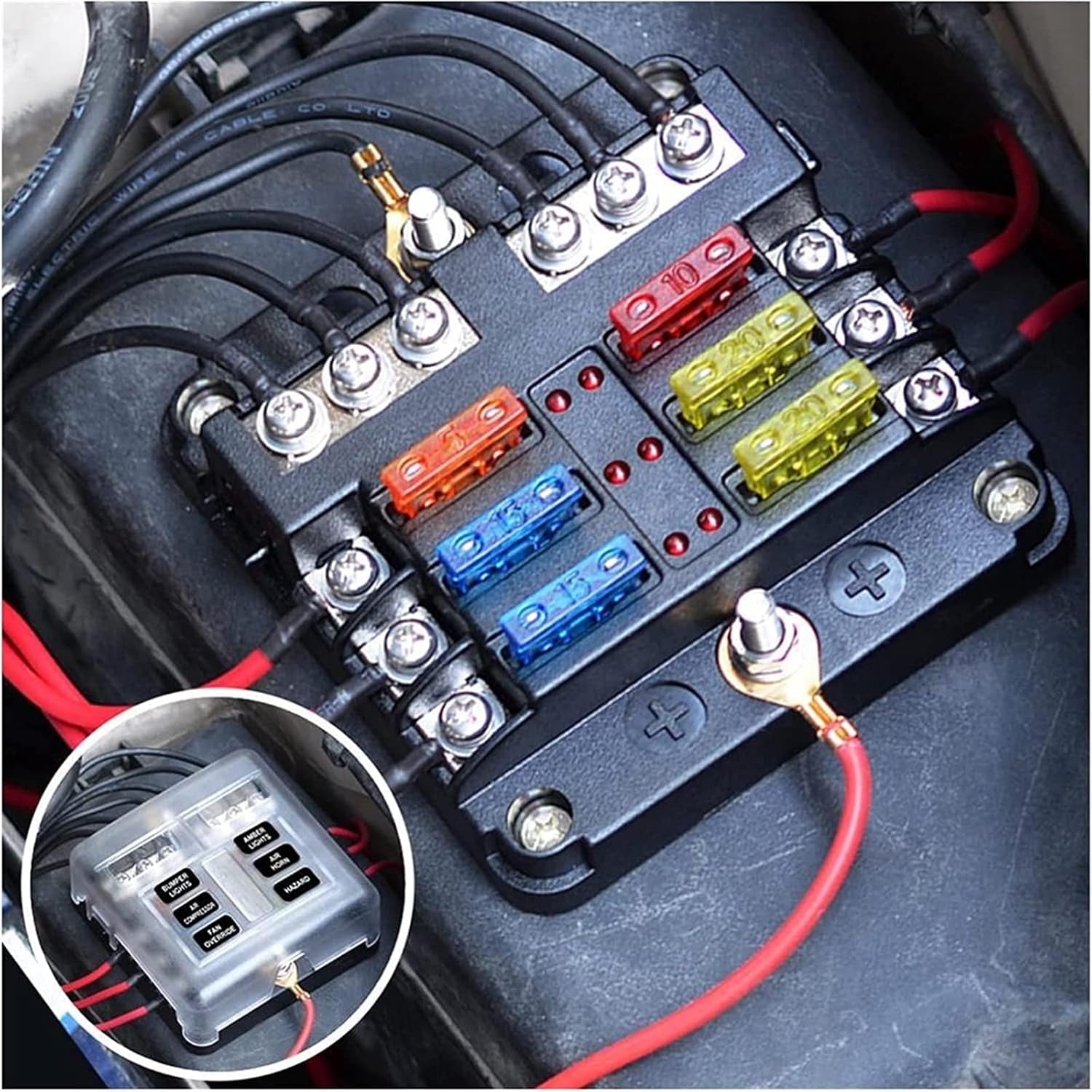 Fuse 6 Way Blade Fuse Box & Bus Bar Car Kit with Cover Marine FuseBox ...