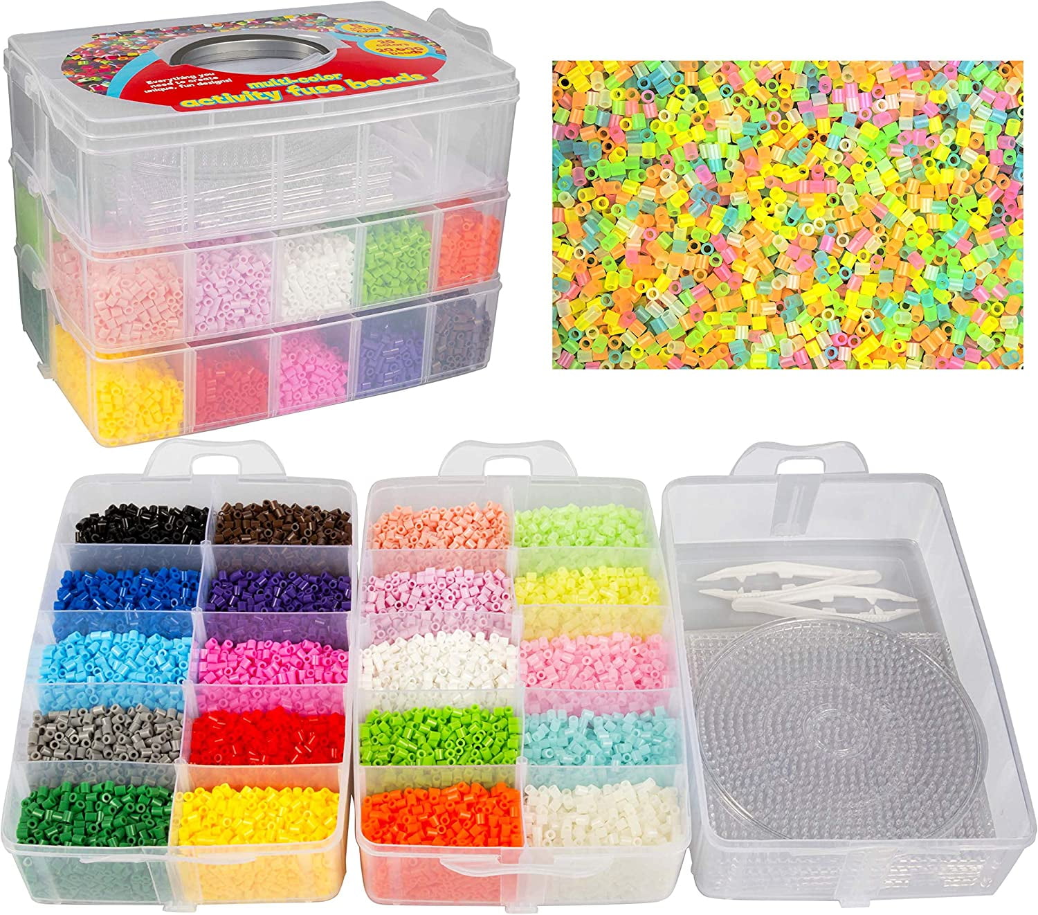 Fuse Beads 20,000 Bulk Creativity Builder Kit- 20 Presorted Muli Colors ...