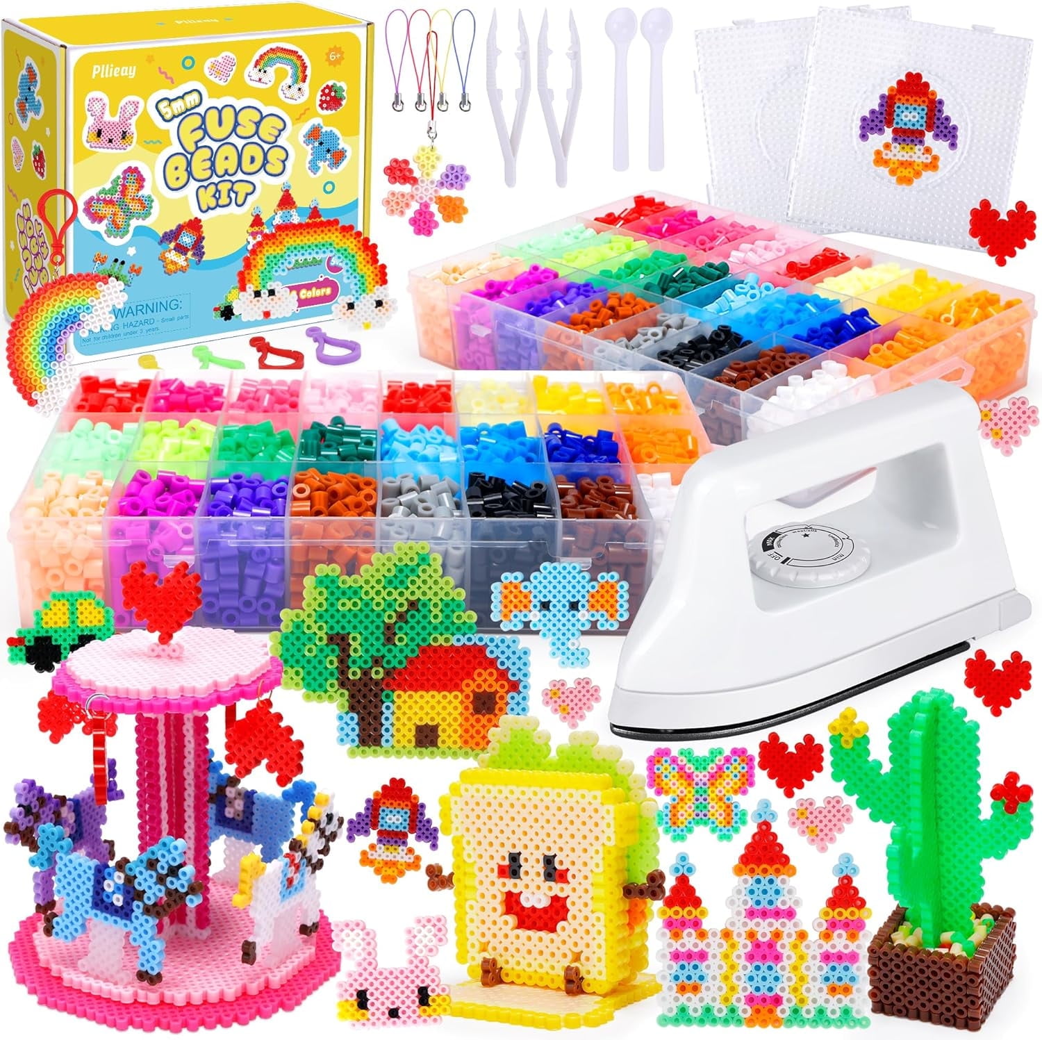 Tongzhou Fuse Beads Kit for Kids, 48 Colors 5mm Beads Set, Crafting Kit ...