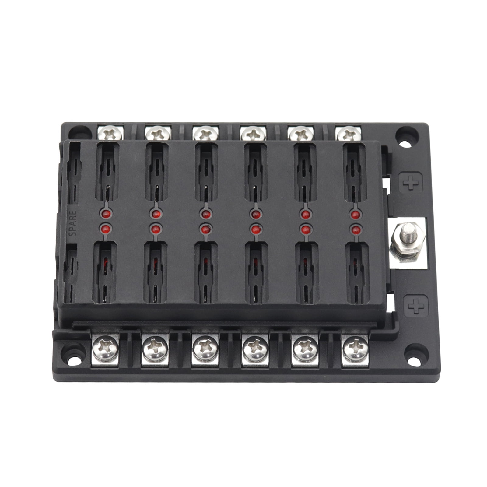 Fuse Block,12 Way Marine Rv Van Fuse Block Waterproof Cover Panel Led ...
