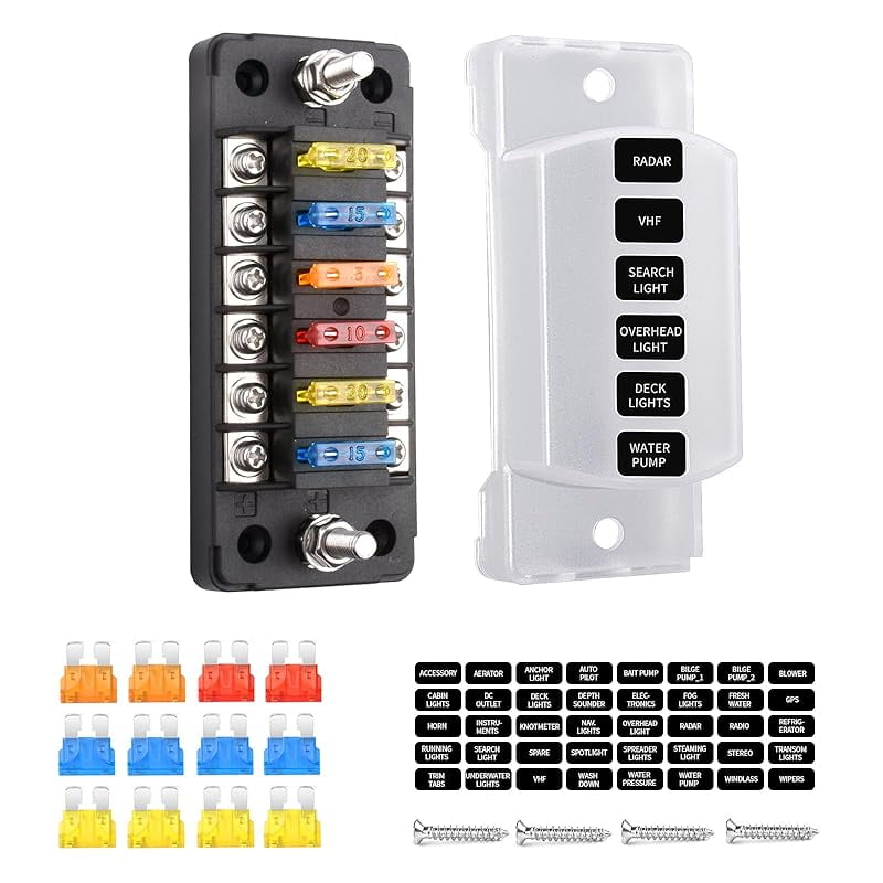Fuse Block Blade Marine Fuse Panel Fuse Box ATC/ATO Waterproof Cover ...