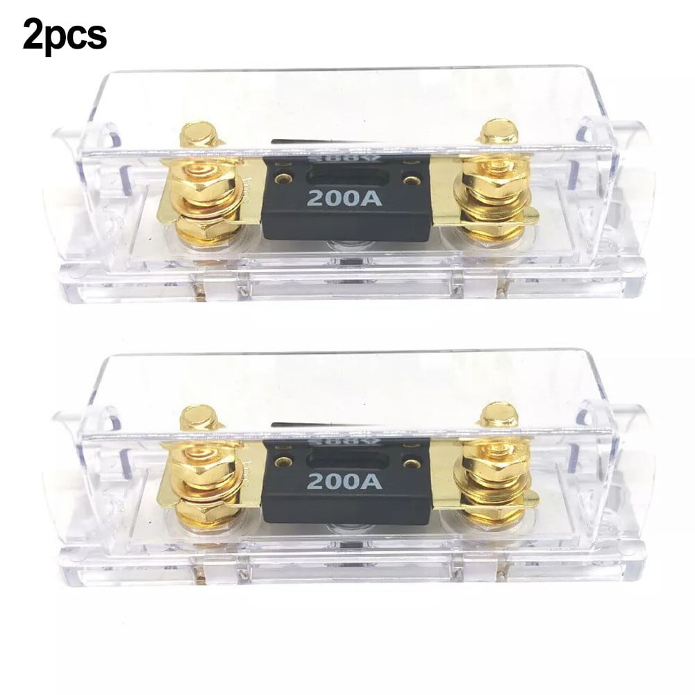 Fuse Kit 2x Holder 2x 200A Fuses Inline Heavy Duty Gold Plated High Amp ...