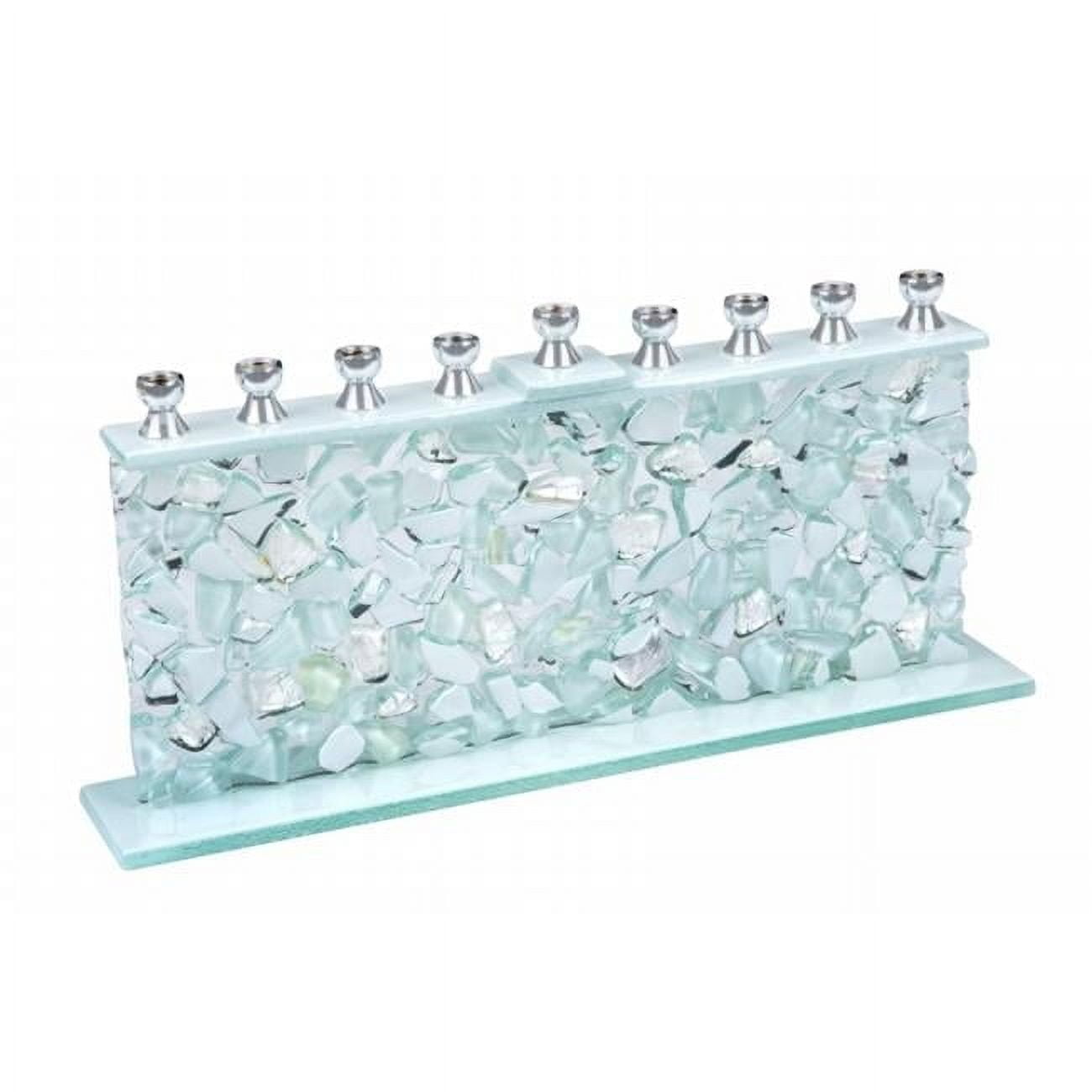 Fused Clear Glass Menorah With White Glass Inlays - Walmart.com