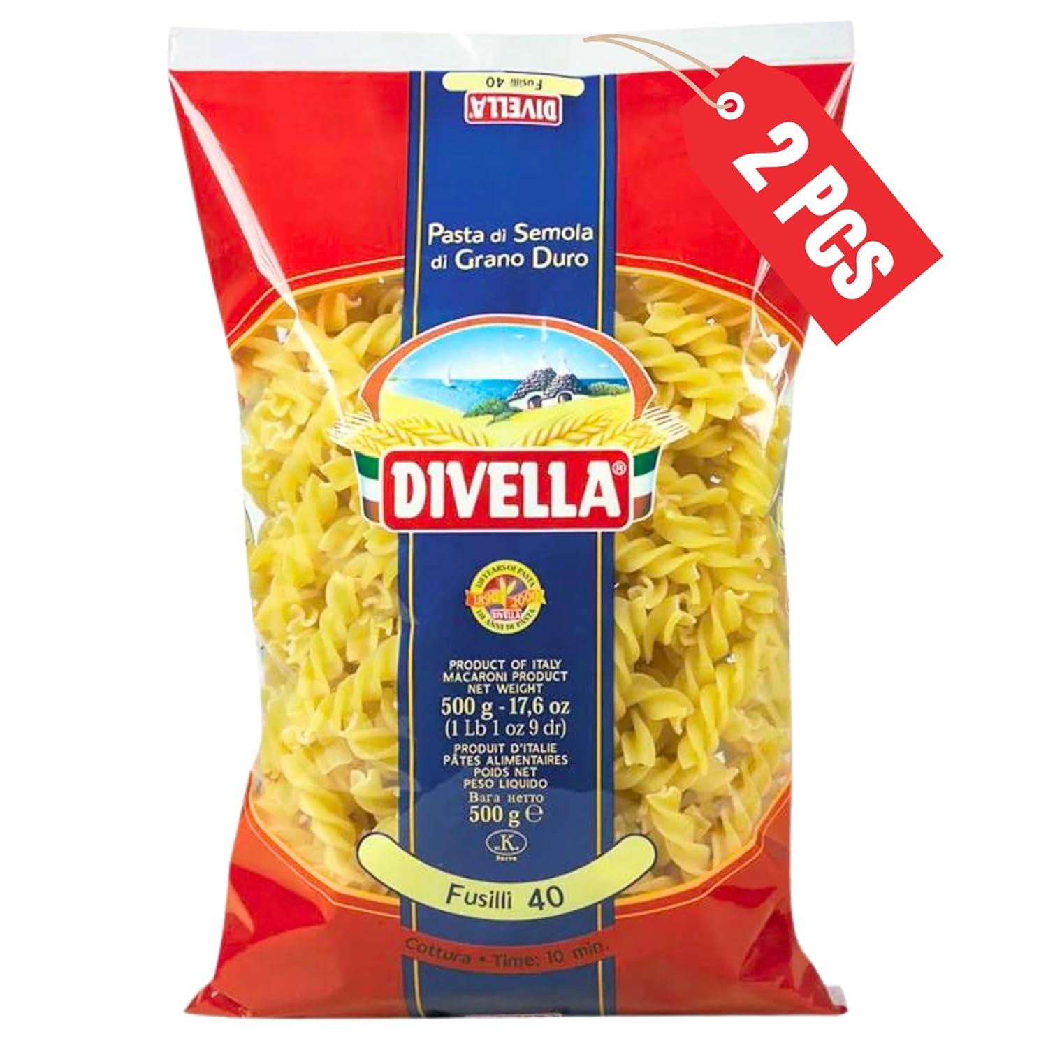 Fusilli Pasta #40, 16 oz. (Rotini Pasta - Pack of 2) - Authentic ...