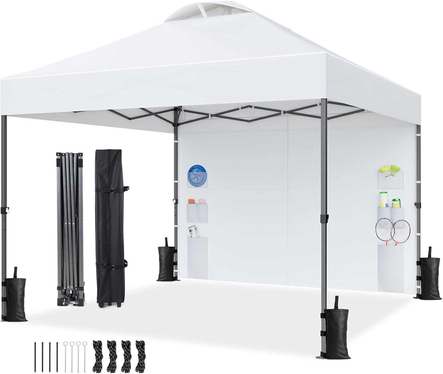 Fusion 10x10 Pop Up Canopy Tent with Sidewall, Portable Outdoor Canopy ...