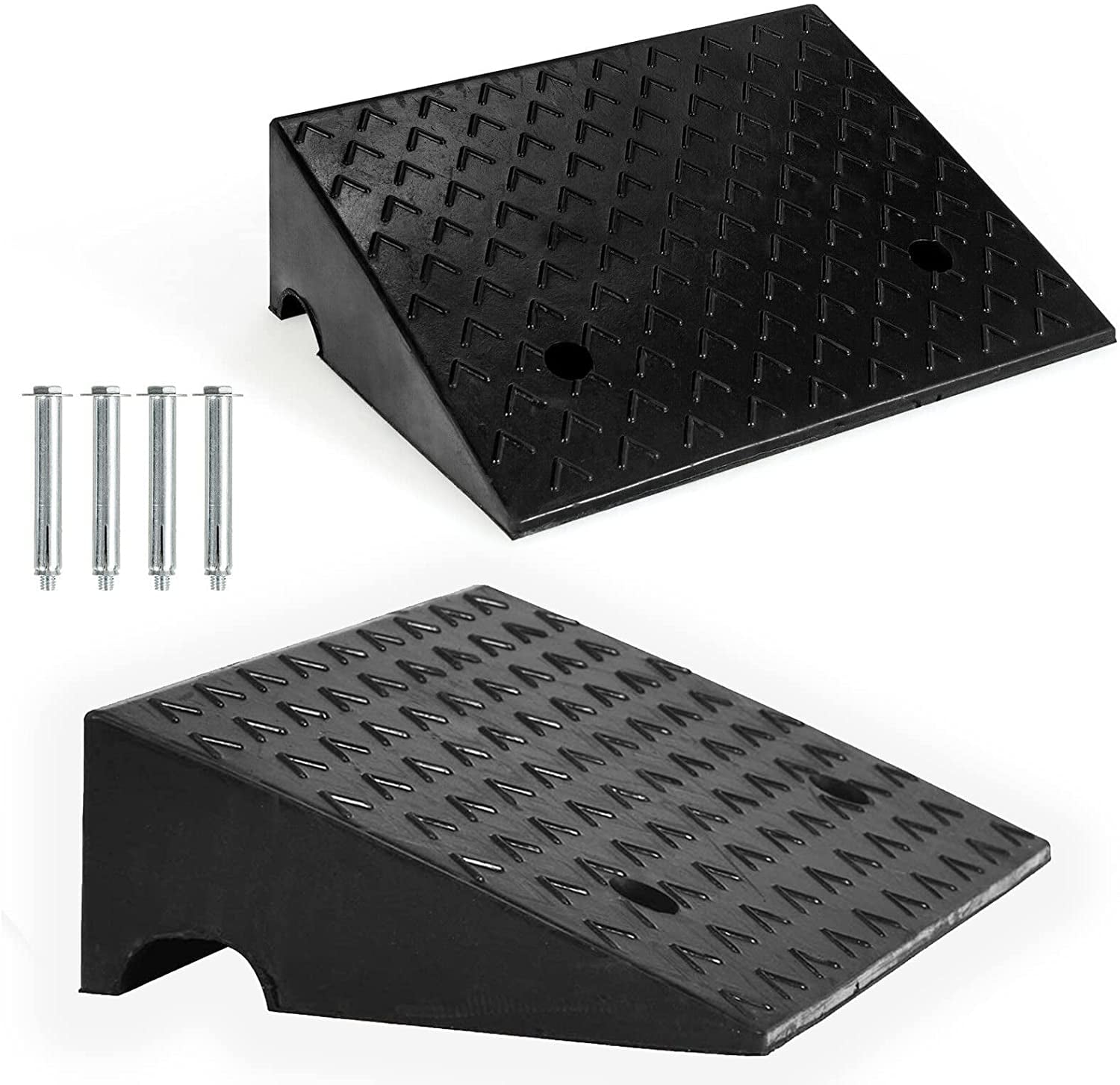 Fusion 2PCS Rubber Car Curb Ramps, Portable Lightweight Threshold Ramp ...