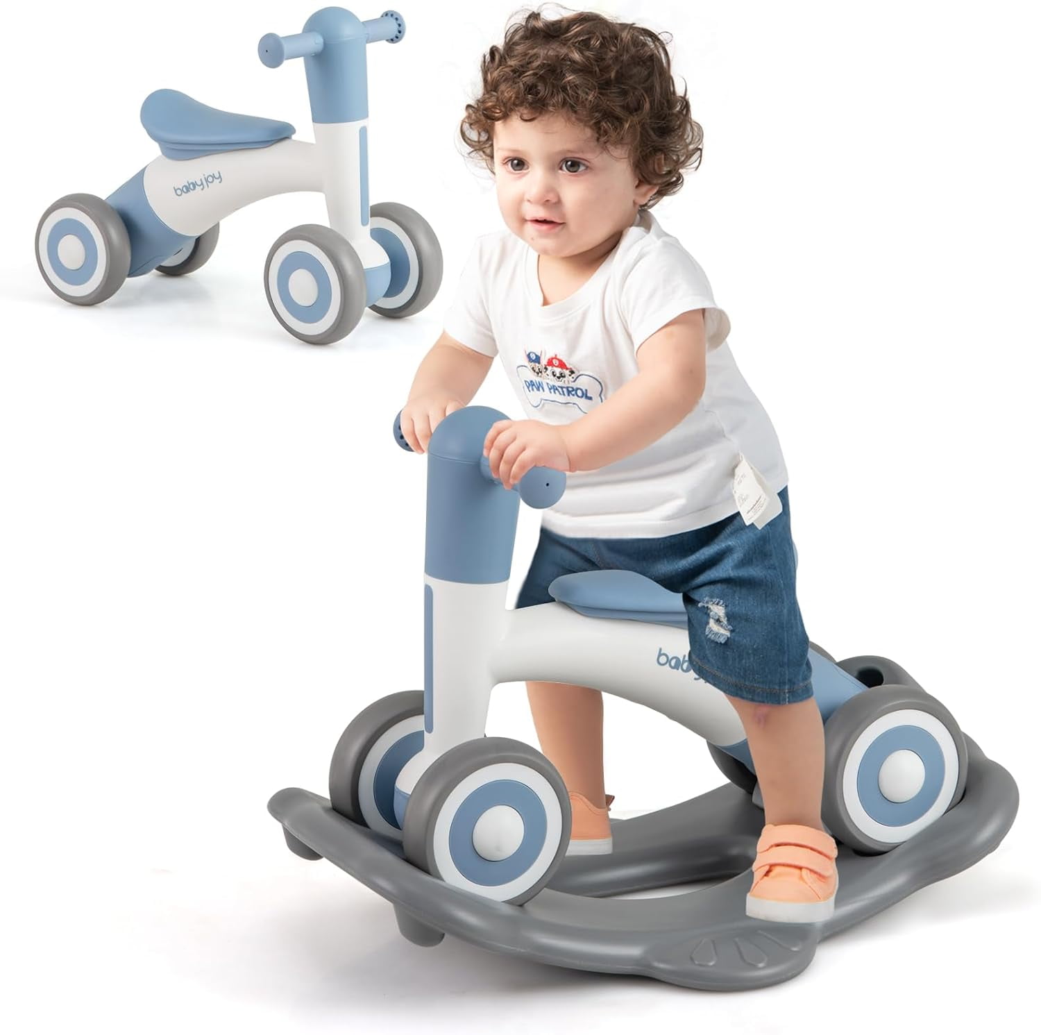 Fusion 3 in 1 Rocking Horse, Kids Ride on Toy Balance Bike w/ 4 Smooth ...